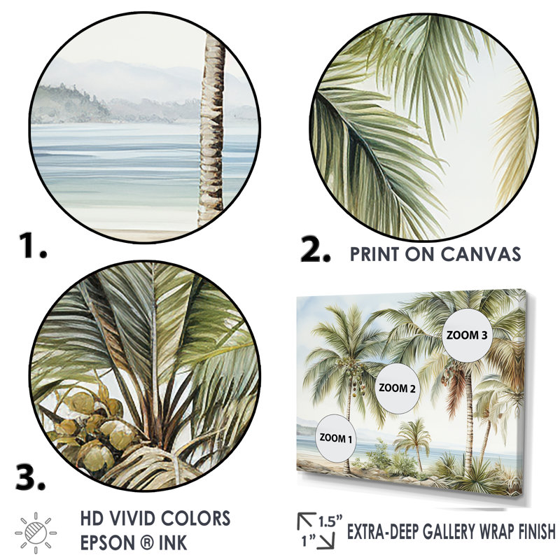 Design Art Palms Palm Trees On The Beach V On Canvas Print | Wayfair